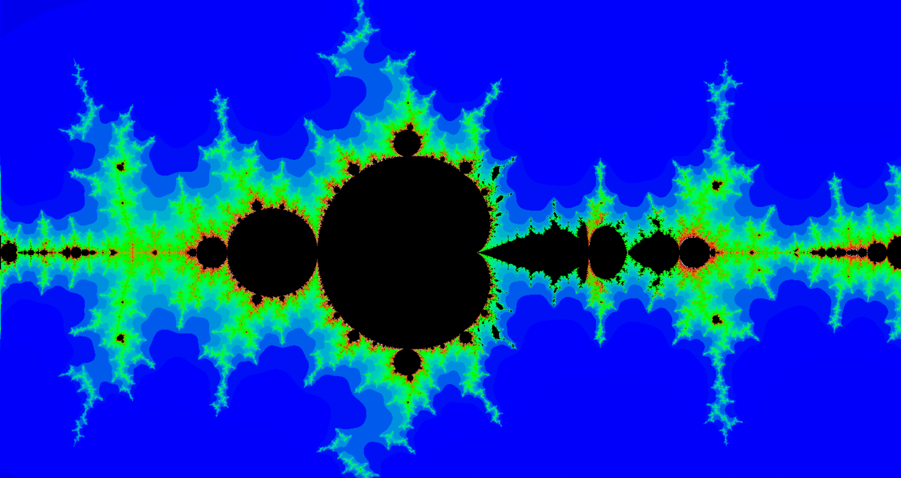 I've been playing around with some Mandelbrot set code. By adding a z^{3} term this thing pops ...